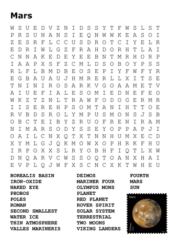 Planet Mars Word Search by sfy773 - Teaching Resources - TES