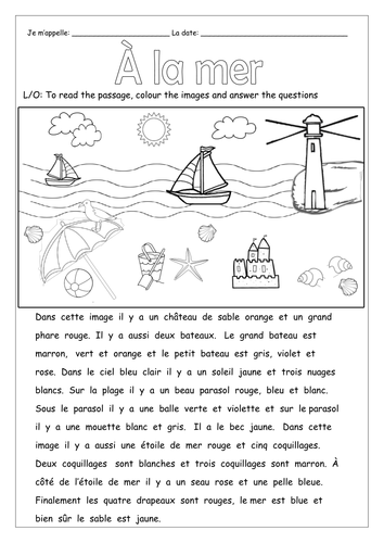 FRENCH ~ À La Mer | Teaching Resources