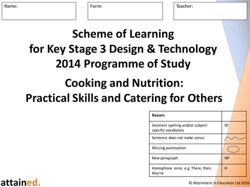 Year 7 Cooking and Nutrition Practical Skills SoL Workbook | Teaching ...