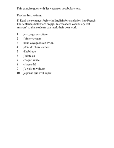 GCSE AQA; Theme 2 - 8.1 - Holidays and Travel - Holiday preferences ...