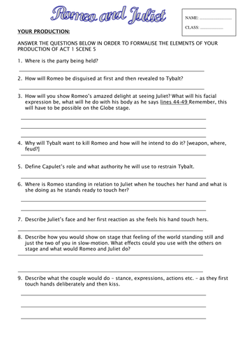 Romeo & Juliet: Act 1 - all | Teaching Resources