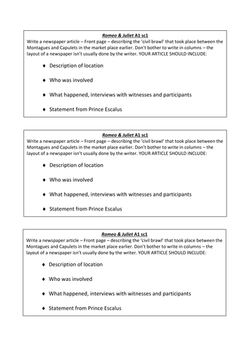 Romeo & Juliet: Act 1 - all | Teaching Resources