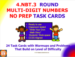 4.NBT.3 Math 4th Grade NO PREP Task Cards— USE PLACE VALUE TO ROUND ...