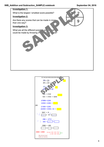 Year 4 Addition & Subtraction Whiteboard Resource | Teaching Resources