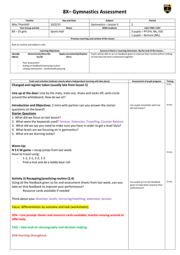 Gymnastics lesson plans and resources - 5 lessons | Teaching Resources