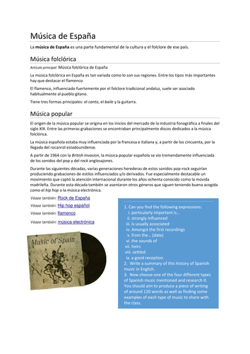 Musica de Espana | Teaching Resources