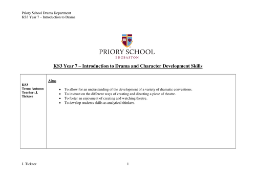 Year 7 Introduction to drama skills | Teaching Resources