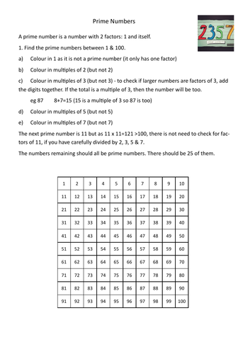 Prime Numbers worksheet and PowerPoint | Teaching Resources