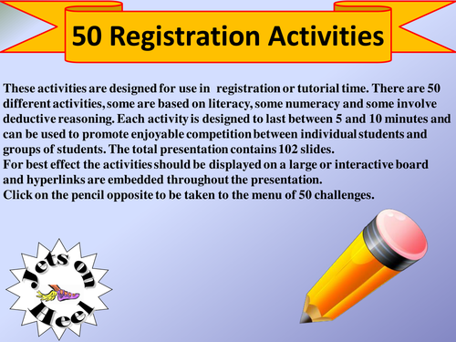 50 Registration Activities | Teaching Resources