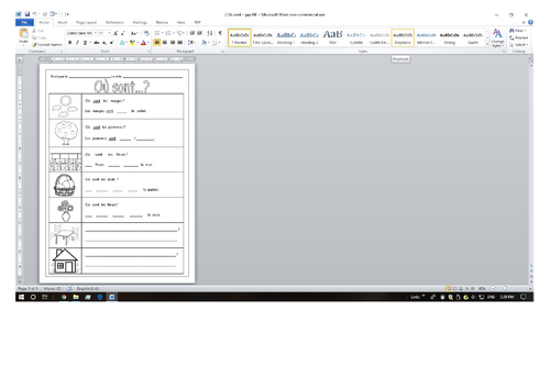 FRENCH - Les Prépositions - Où est...? et Où sont...? - Worksheets ...