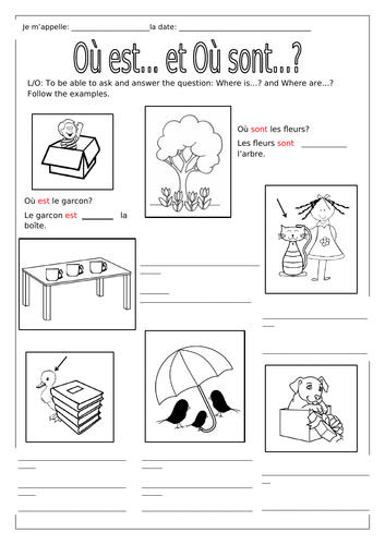 FRENCH - Les Prépositions - Où est...? et Où sont...? - Worksheets ...