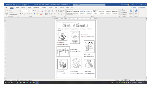 FRENCH - Les Prépositions - Où est...? et Où sont...? - Worksheets ...