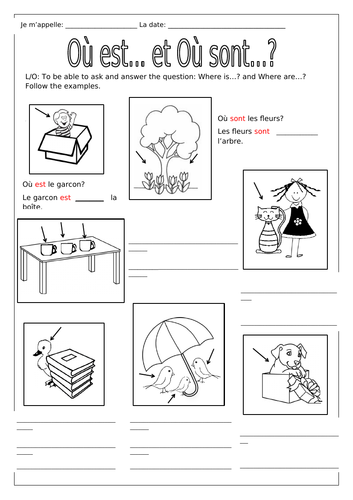FRENCH - Les Prépositions - Où est...? et Où sont...? - Worksheets ...