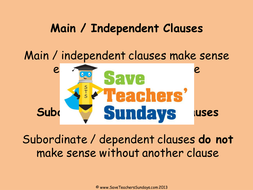 Main Clauses and Subordinate Clauses Lesson Plan and Worksheet ...