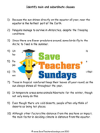 Main Clauses and Subordinate Clauses Lesson Plan and Worksheet ...