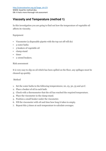 Properties of crude oil GCSE - oil viscosity independent practical ...