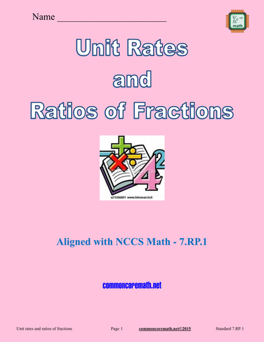 Unit Rates and Ratios of Fractions - 7.RP.1 | Teaching Resources