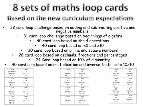 8 loop cards set | Teaching Resources