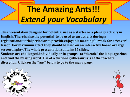 Extend your Vocabulary ~ The Amazing Ants | Teaching Resources