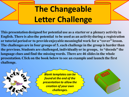 The Changable Letter Challenge | Teaching Resources
