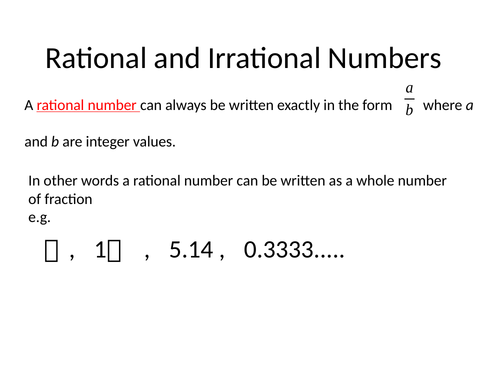 Rational and Irrational Numbers | Teaching Resources