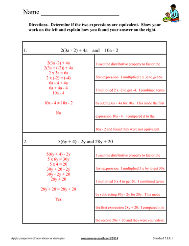 Linear Expressions with Rational Coefficients - 7.EE.1 | Teaching Resources