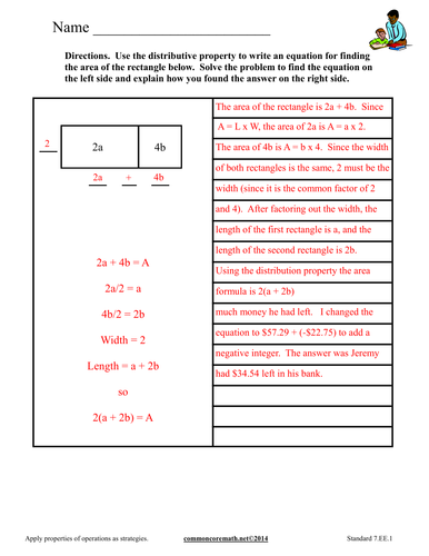 Linear Expressions with Rational Coefficients - 7.EE.1 | Teaching Resources
