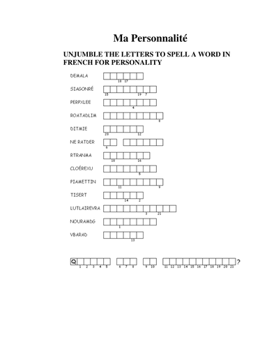 French Personality presentation and activity bundle | Teaching Resources