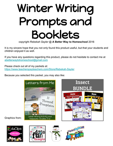 Winter Writing Booklets and Writing Prompts | Teaching Resources
