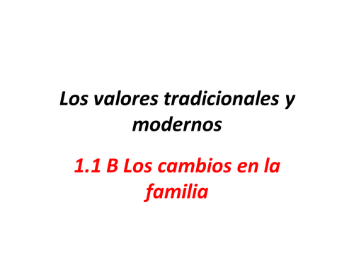 A Level Spanish AQA Los Cambios en la Familia 1.1B | Teaching Resources