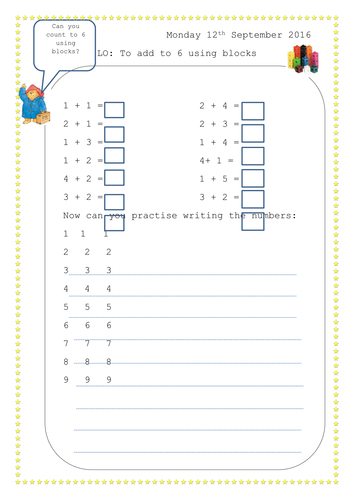 Adding using blocks to 6, 10 and 20. | Teaching Resources
