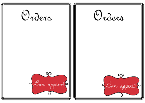 FRENCH RESTAURANT ROLE PLAY TEACHING RESOURCES KS1-2 DISPLAY FOOD ...