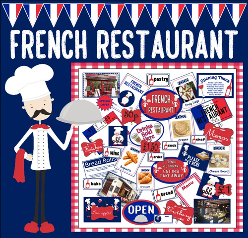 FRENCH RESTAURANT ROLE PLAY TEACHING RESOURCES KS1-2 DISPLAY FOOD ...
