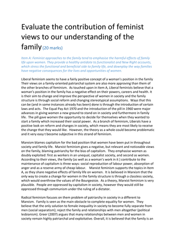 Feminist views of the family | Teaching Resources