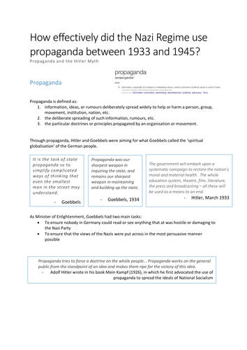 Nazi Propaganda enquiry | Teaching Resources
