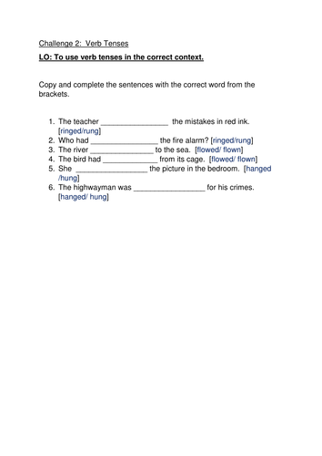 Verb Tenses- Smart board with differentiated challenges and extension ...