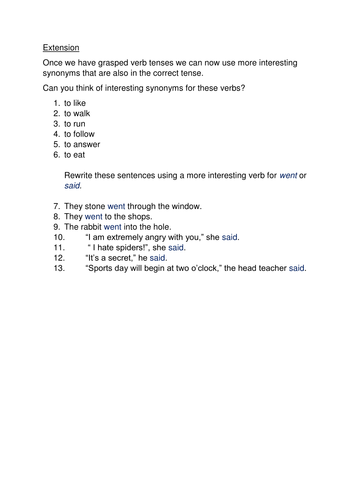 Verb Tenses- Smart board with differentiated challenges and extension ...