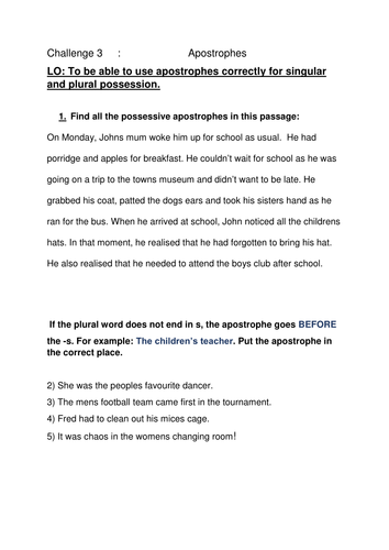 Apostrophes - Smart board with differentiated challenges and extension ...