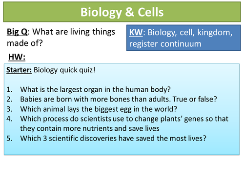 KS3 Cells & Organisation 1-2 Biology & Cells | Teaching Resources