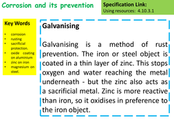 New AQA GCSE Chemistry Corrosion & it's Prevention Lesson | Teaching ...