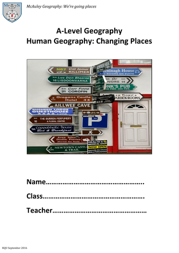 AQA Changing Places Work Booklet Lesson 1 | Teaching Resources