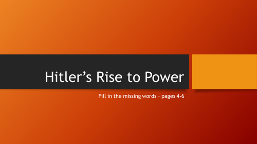 Hitler's Rise to Power | Teaching Resources