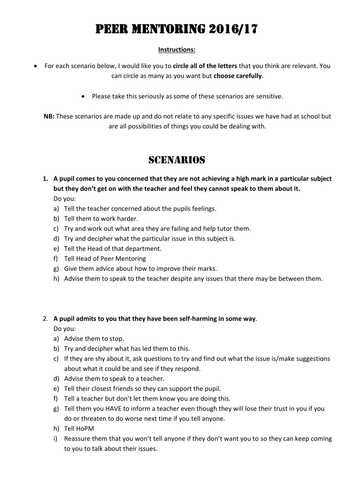 Peer Mentoring Set-Up Resources | Teaching Resources Peer Mentoring Set-Up Resources | Teaching Resources