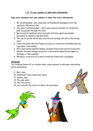 Full KS2 English lesson on using commas to add extra information ...