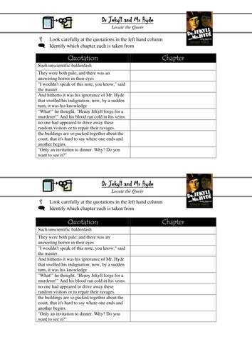 The Strange Case of Dr Jekyll and Mr Hyde | Teaching Resources
