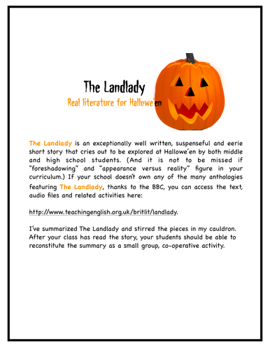 Roald Dahl's THE LANDLADY | Teaching Resources