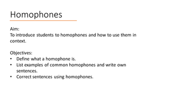 An introduction to homophones, common examples, visual quizzes and an ...