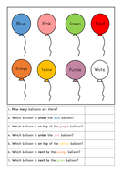 Positional Language - balloons, SEN, autism, S&L | Teaching Resources
