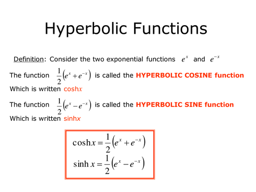 Hyperbolic Functions | Teaching Resources
