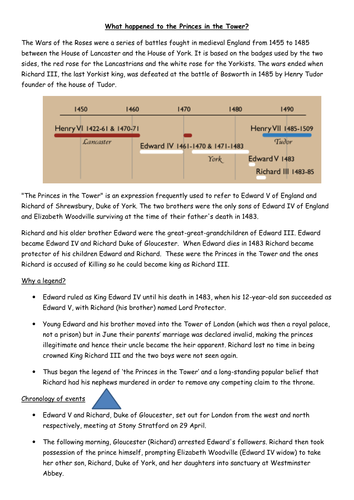 Princes in the Tower | Teaching Resources